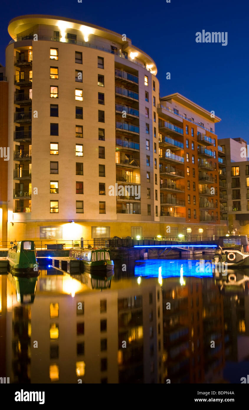 Clarence Dock, Leeds West Yorkshire, at night Stock Photo - Alamy