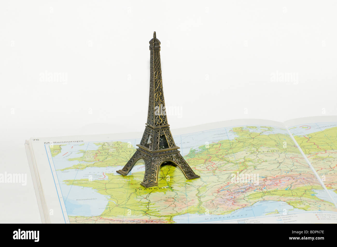 Eiffel tower standing on map hi-res stock photography and images - Alamy