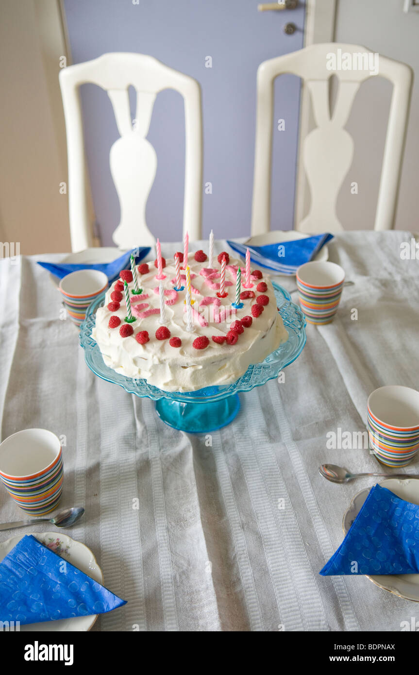 Birthday cake on a table Stock Photo - Alamy