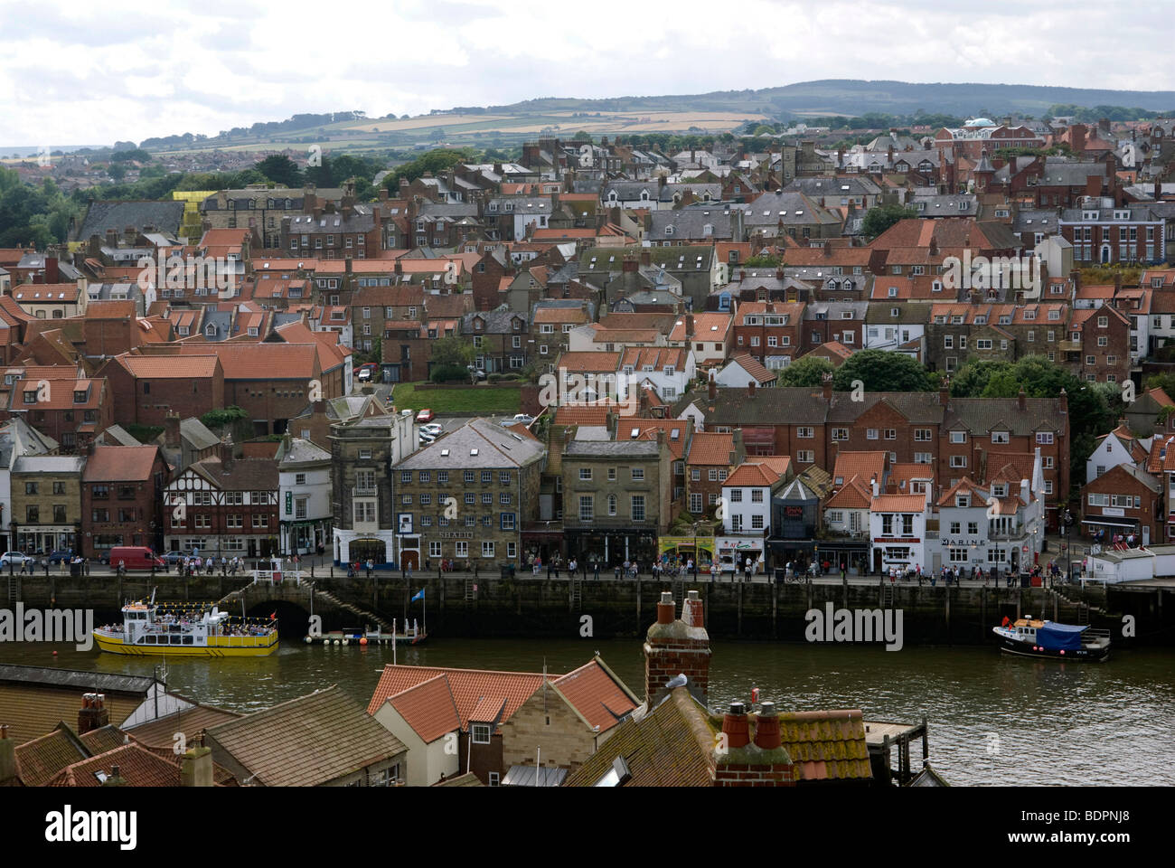 A view over rooftops to Whitby harbour Stock Photo - Alamy