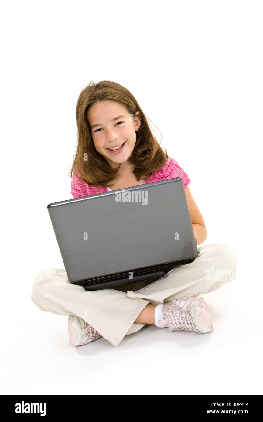 Child working on computer Cut Out Stock Images & Pictures - Alamy