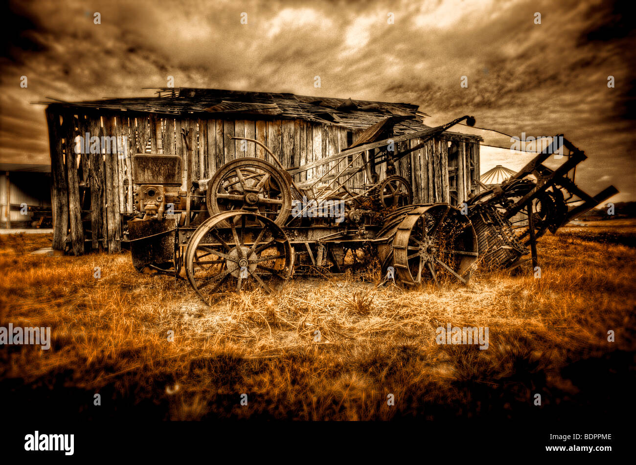 A vintage agricultural machine Stock Photo - Alamy