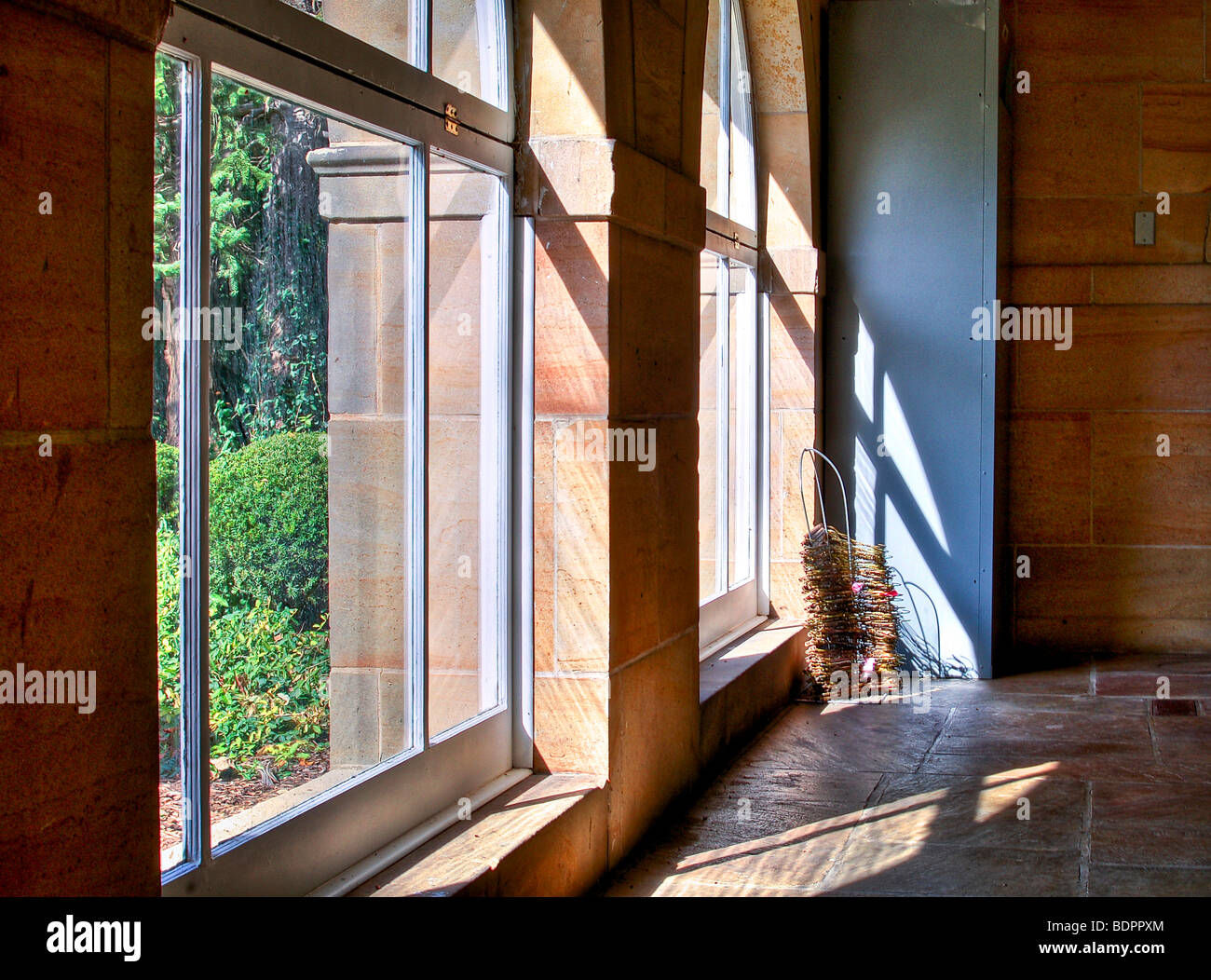 Sunlight shining through two large conservatory windows Stock Photo - Alamy