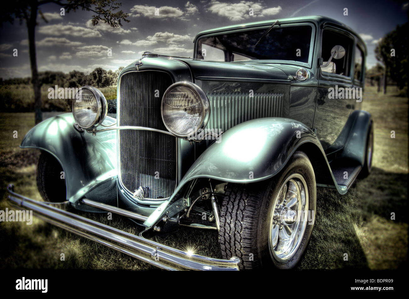 Custom car in the countryside Stock Photo - Alamy
