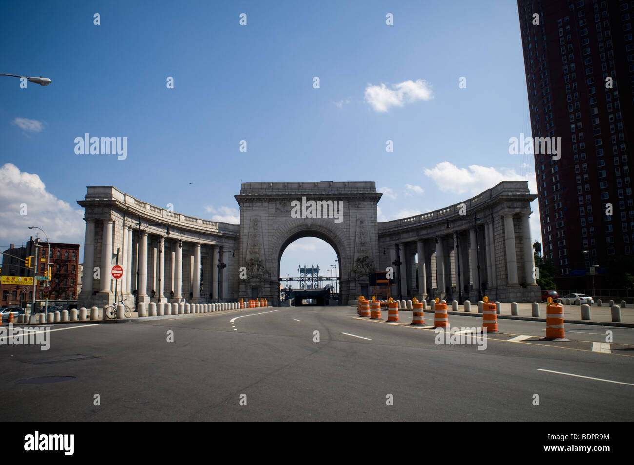 The entrance to the Manhattan Bridge in Chinatown in New York on Sunday ...