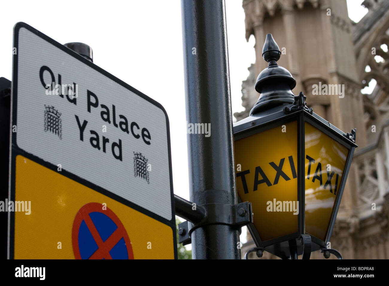 Taxi sign at Old Palace Yard Westminster, London, United Kingdom Stock ...