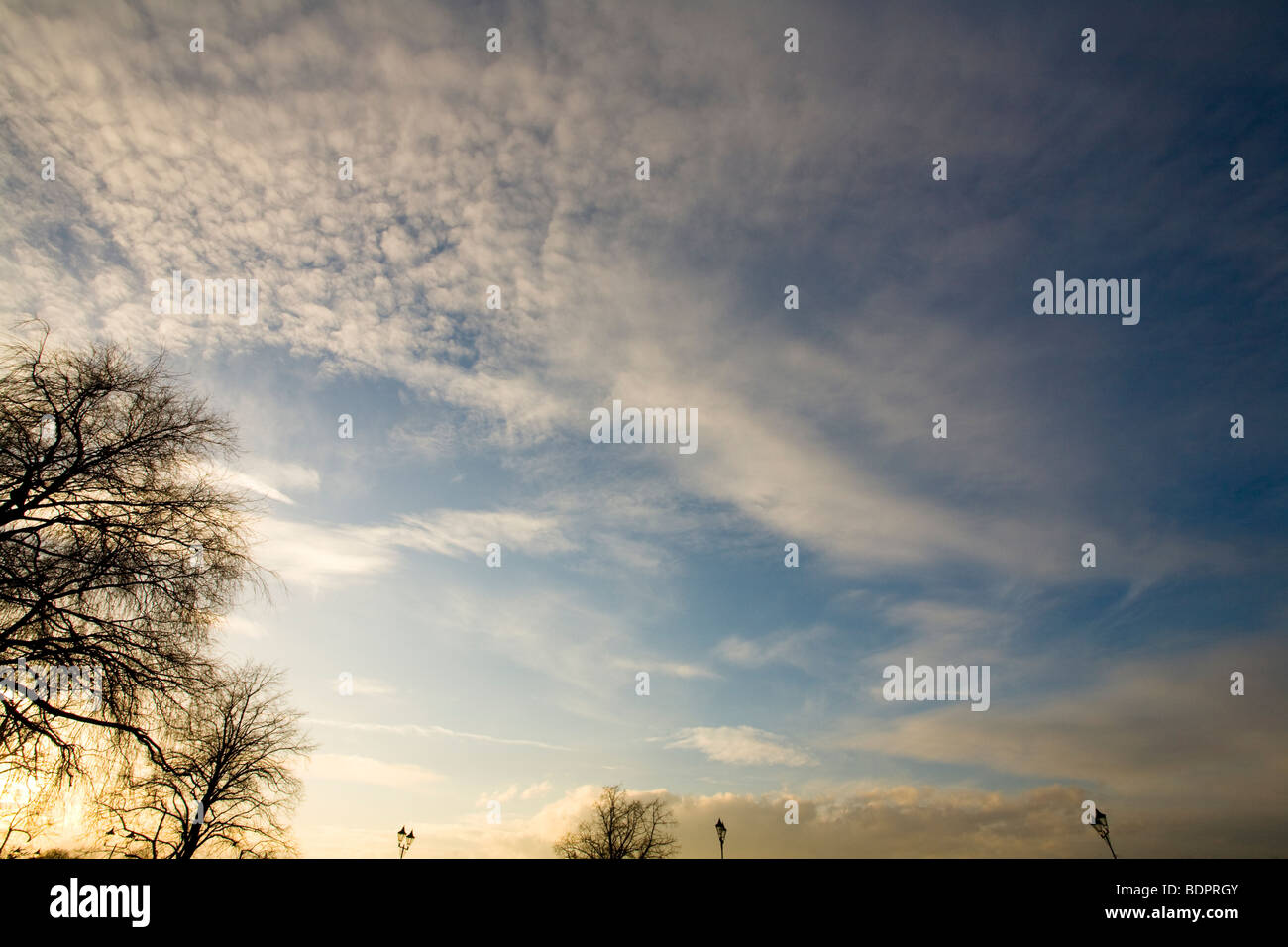 A winters evening sky just before dusk in England Stock Photo - Alamy