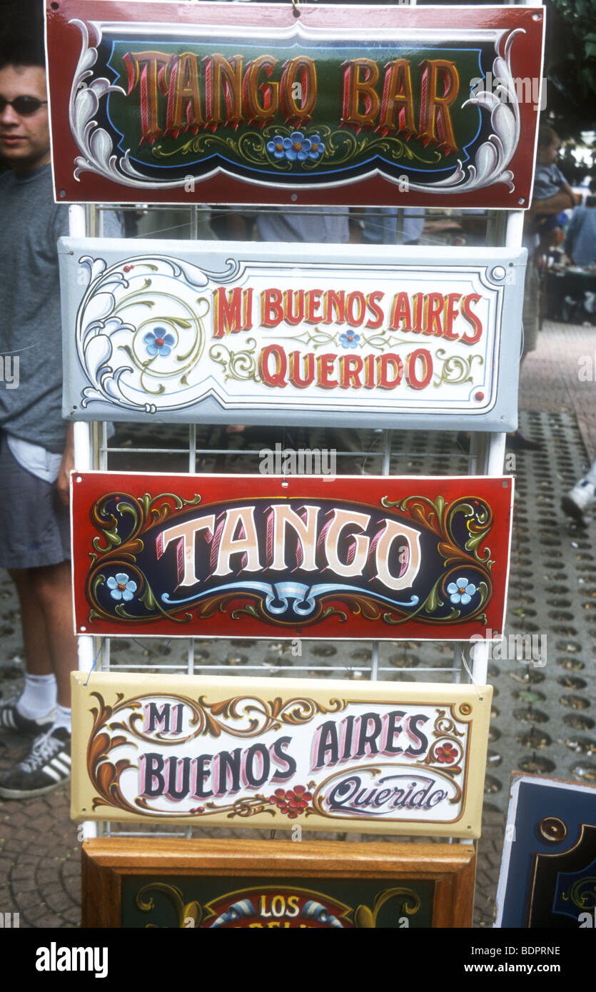 Tango (the national Dance) signs for sale as tourist souvenirs in La ...