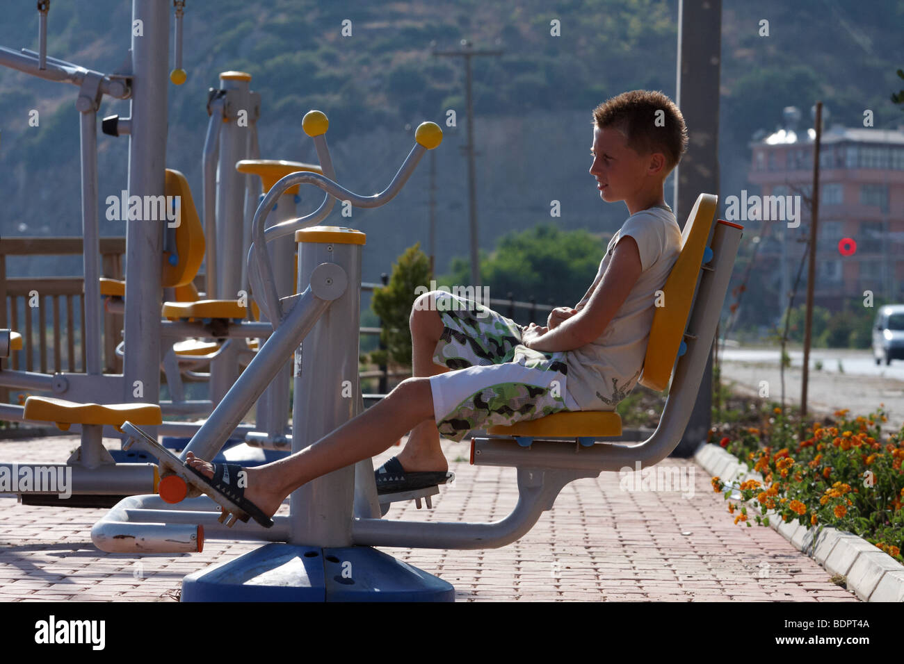 young boy working out in the gym Stock Photo - Alamy