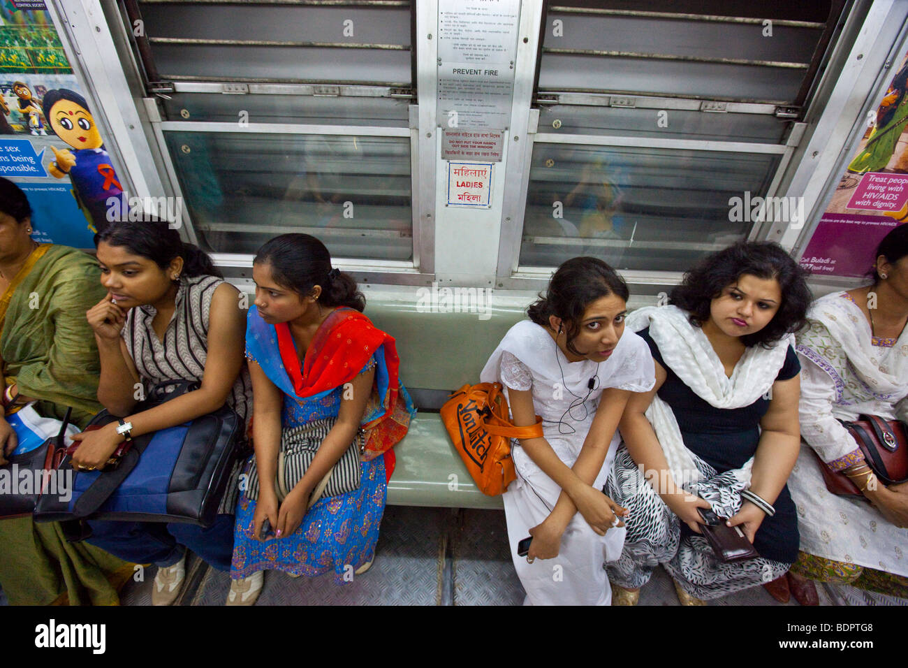 Ladies Only section on the subway in Calcutta India Stock Photo - Alamy