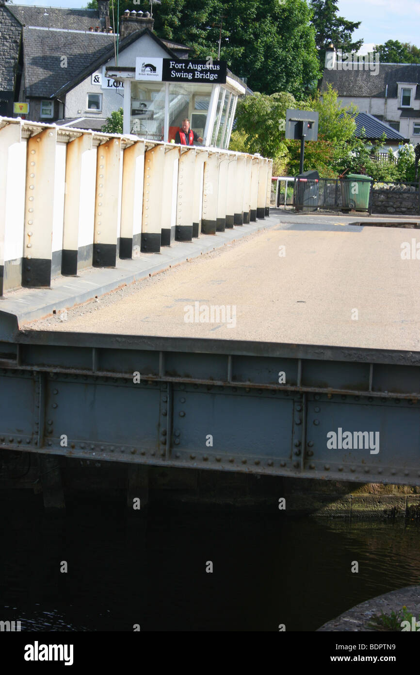 the swing bridge in operation at the Caledonian Canal in Fort Augustus ...