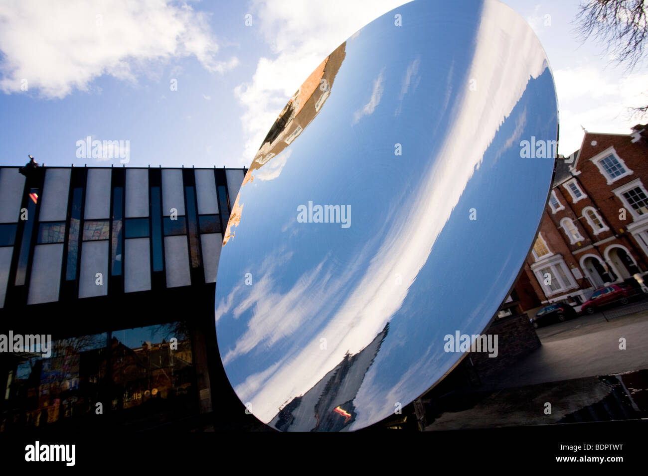 Modern sculpture, Sky Mirror by Anish Kapoor outside the Nottingham ...