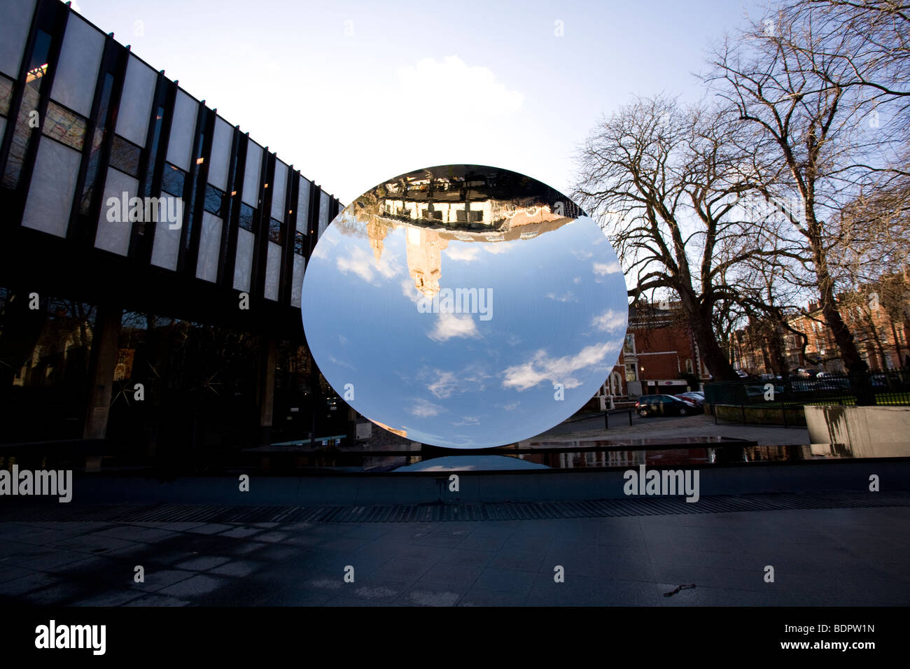Modern sculpture, Sky Mirror by Anish Kapoor outside the Nottingham ...