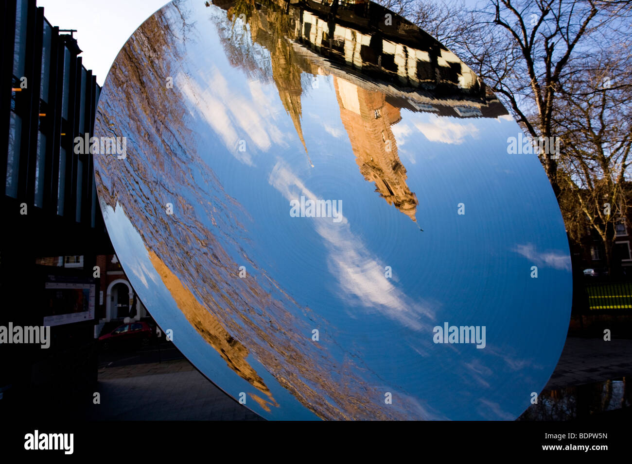 Modern sculpture, Sky Mirror by Anish Kapoor outside the Nottingham ...