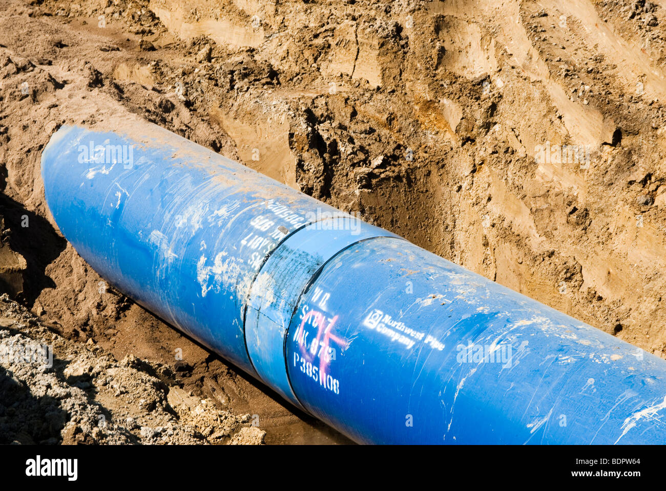 Water pipe being laid at the Louis & Clark Regional Water System ...