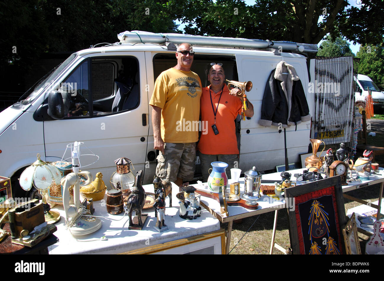 Sellers stall at car-boot sale, Ascot, Berkshire, England, United ...