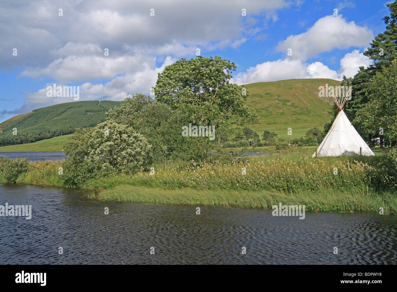 Tee Pee on the edge of Saint Marys Loch, Upper Yarrow Valley, Borders ...