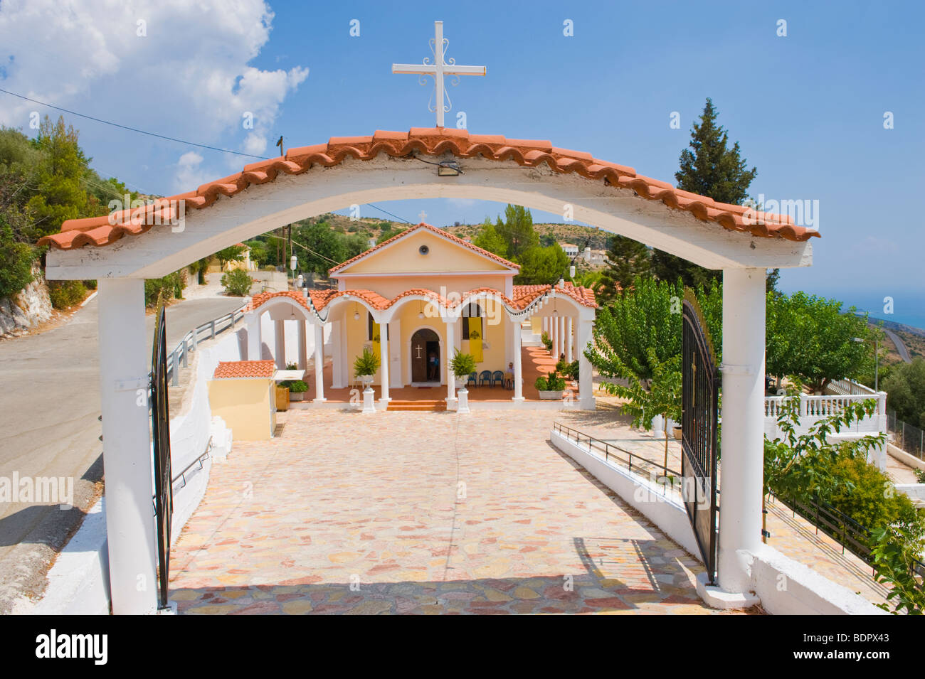 Entrance to Church of Virgin Mary Lagouvarda Virgin Mary of the snakes ...
