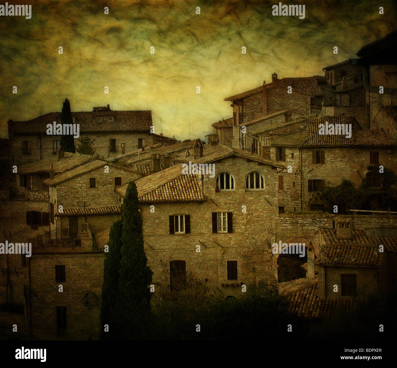 Umbrian houses in Italy Stock Photo - Alamy