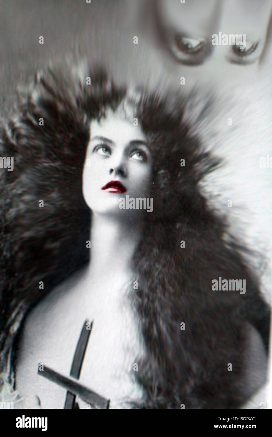 A distorted woman looking up Stock Photo - Alamy