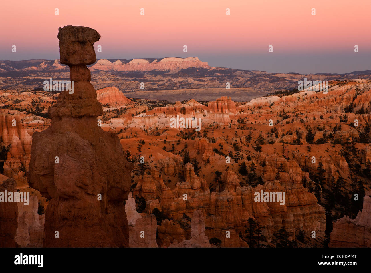 Thor's Hammer against twilight wedge, Bryce Canyon National Park, Utah ...