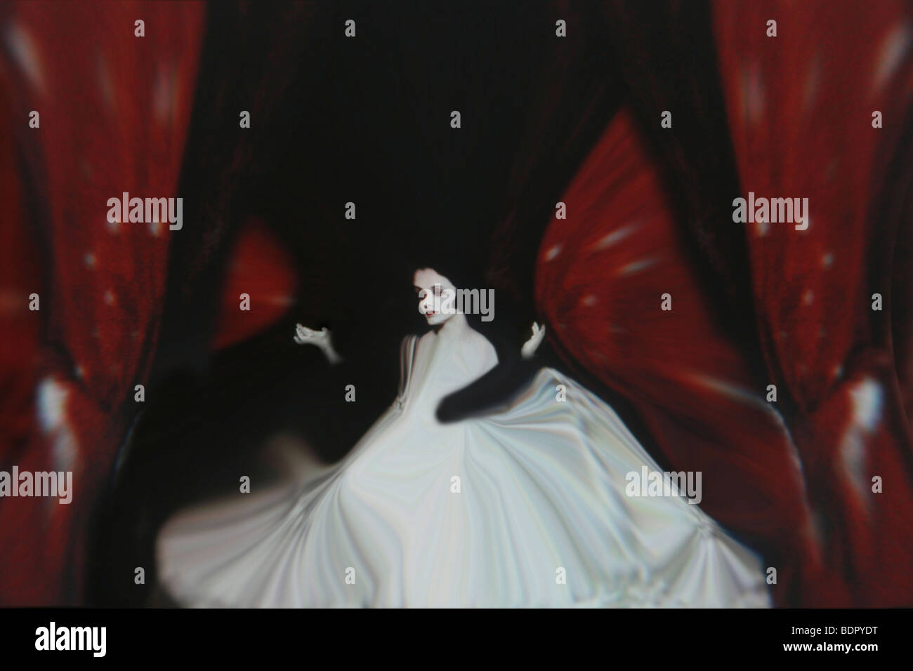 A distorted woman in a white dress Stock Photo - Alamy