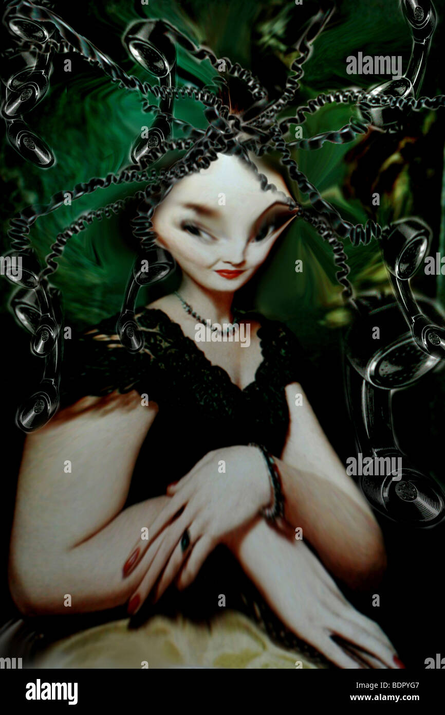 A distorted womans face Stock Photo - Alamy