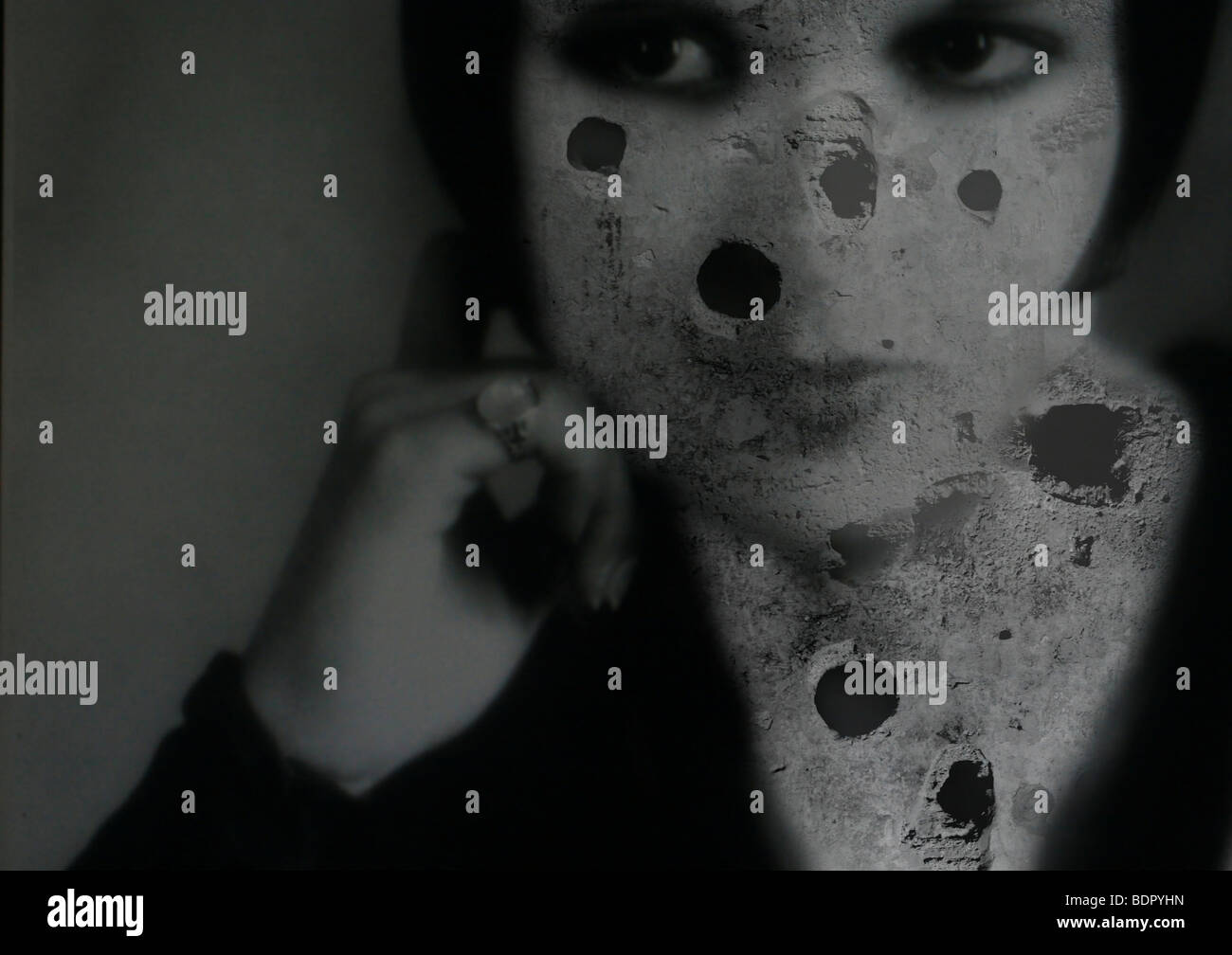 A distorted image of a womans face Stock Photo - Alamy