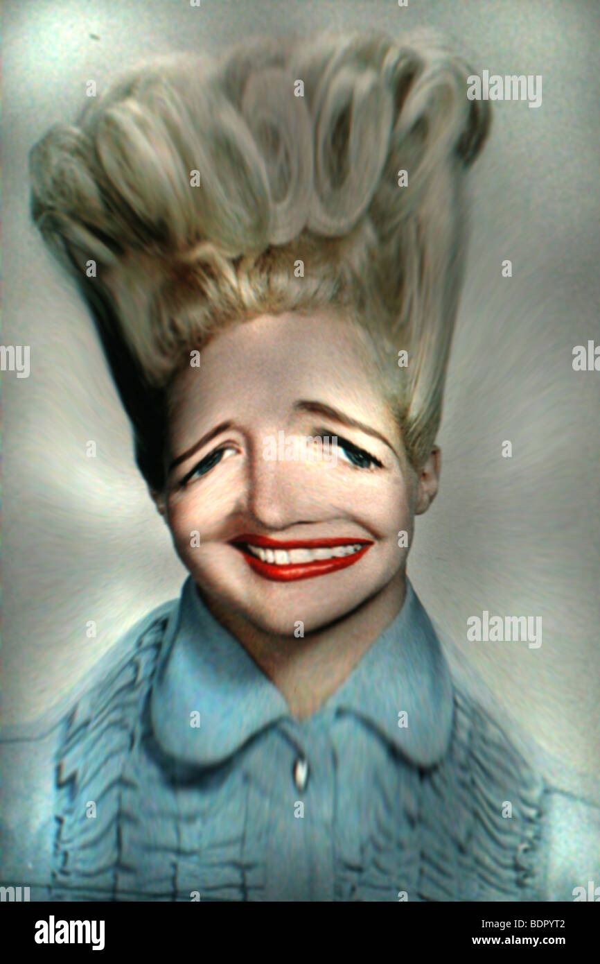 A distorted womans face with red lips Stock Photo - Alamy