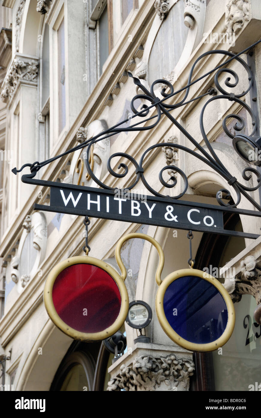 Old Edwardian sign outside Whitby and Co opticians in Fleet Street ...