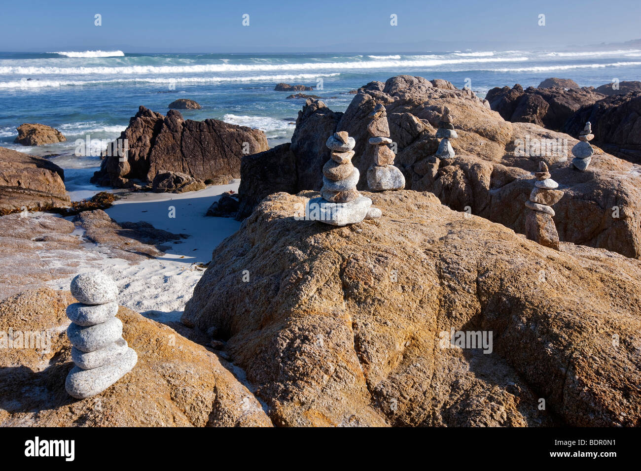 Rock markers and ocean on 17 Mile Drive. Pebble Beach, California Stock ...