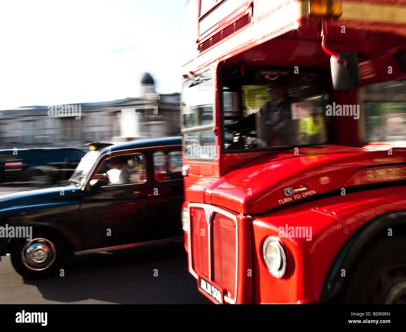 London Bus and Taxi Stock Photo - Alamy