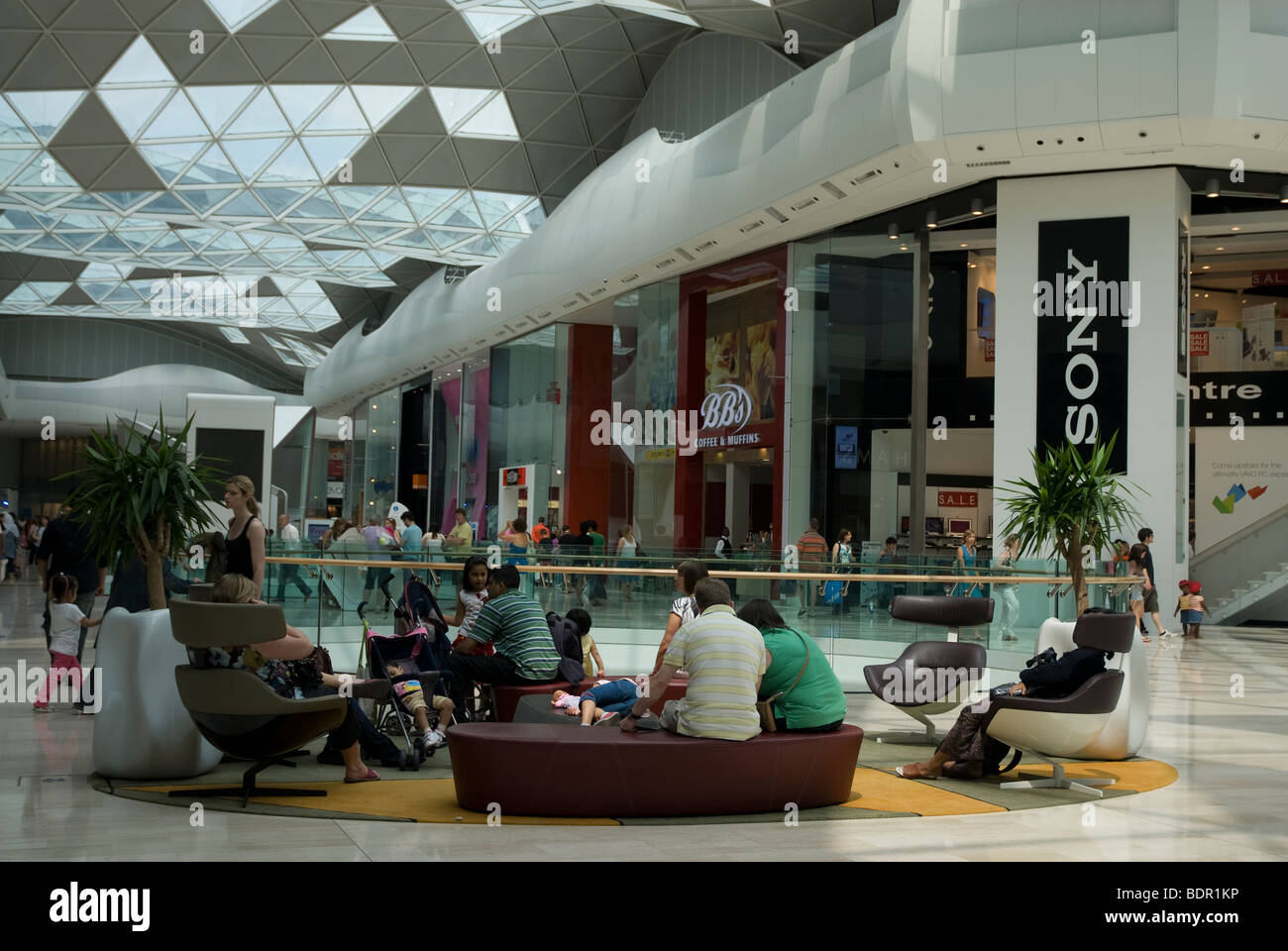 Shops and shoppers inside the Westfield Centre White City, Shepherds ...