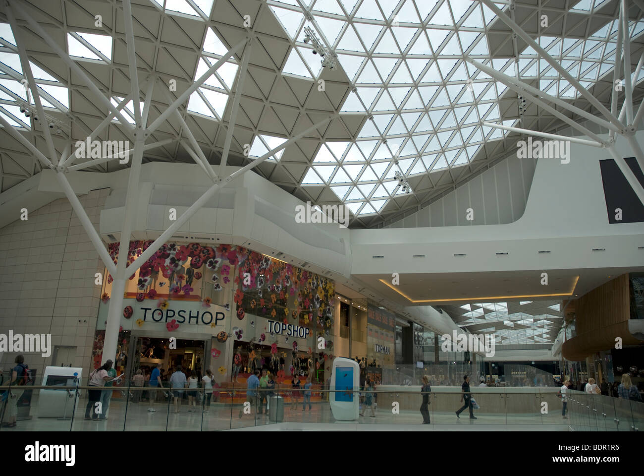 Shops and shoppers inside the Westfield Centre White City, Shepherds ...