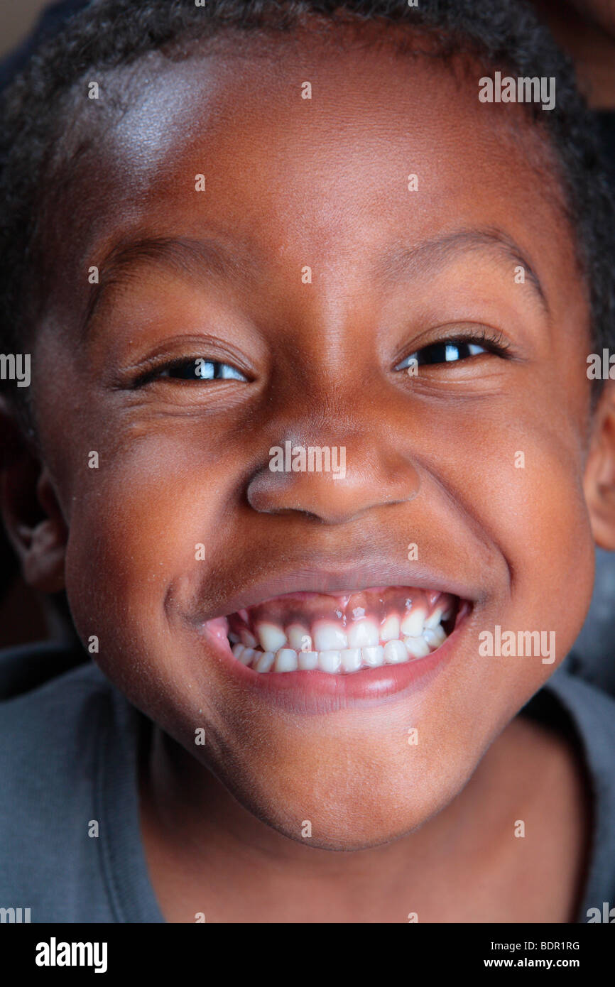 African American Boy with a wide smile Stock Photo - Alamy