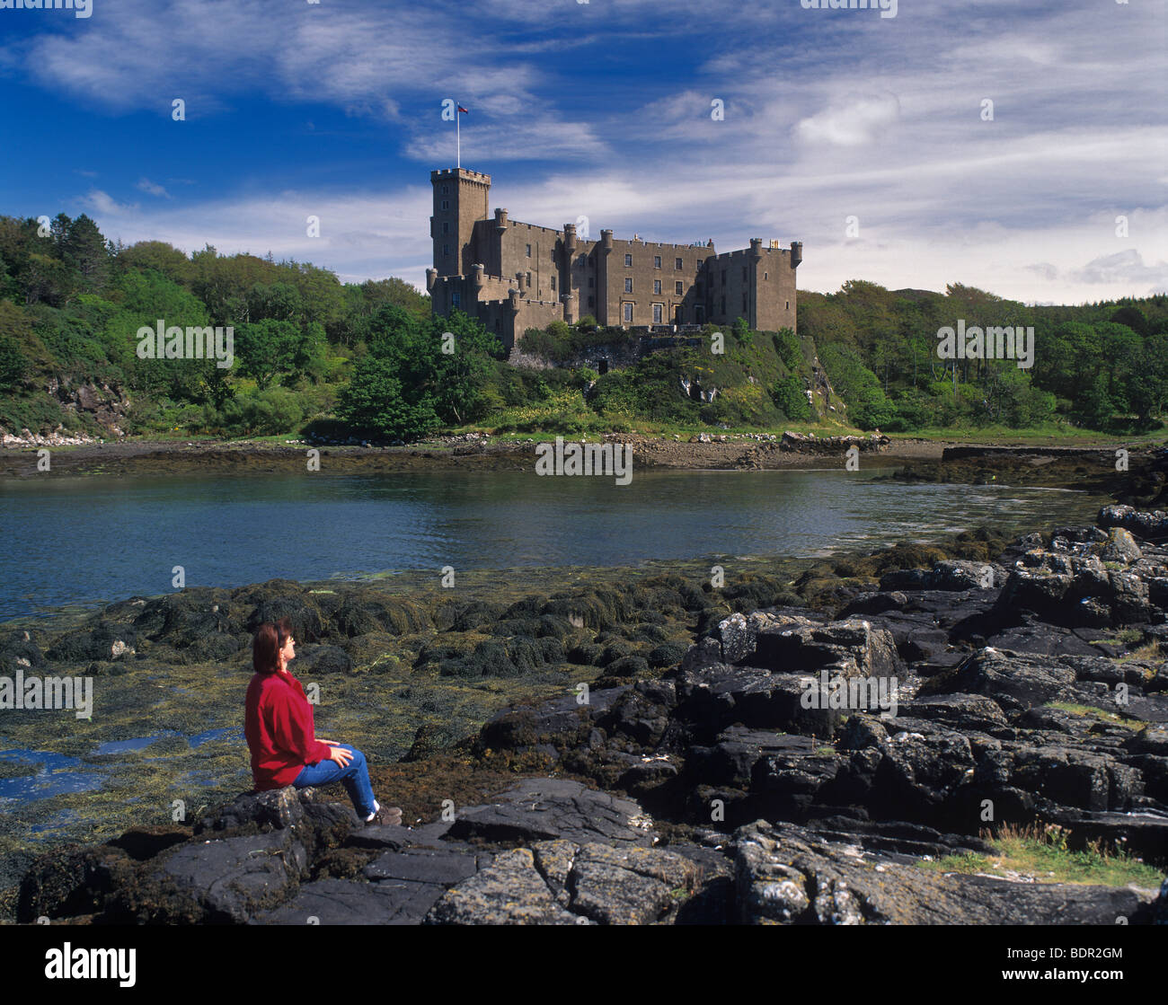 Great Britain, Scotland, Isle of Skye, Dunvegan Castle seen from Loch ...