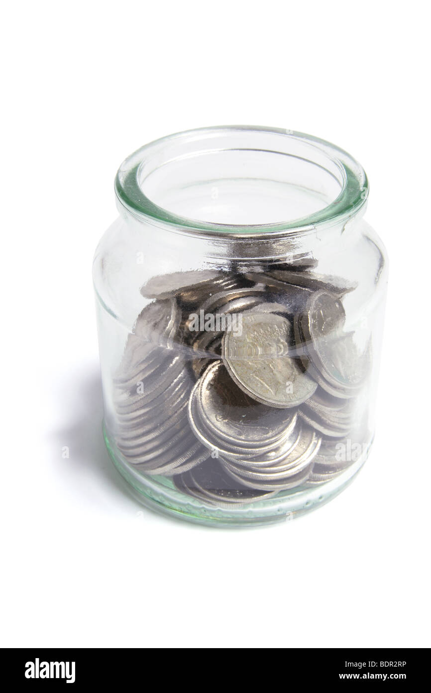 Coins in Glass Jar Stock Photo - Alamy