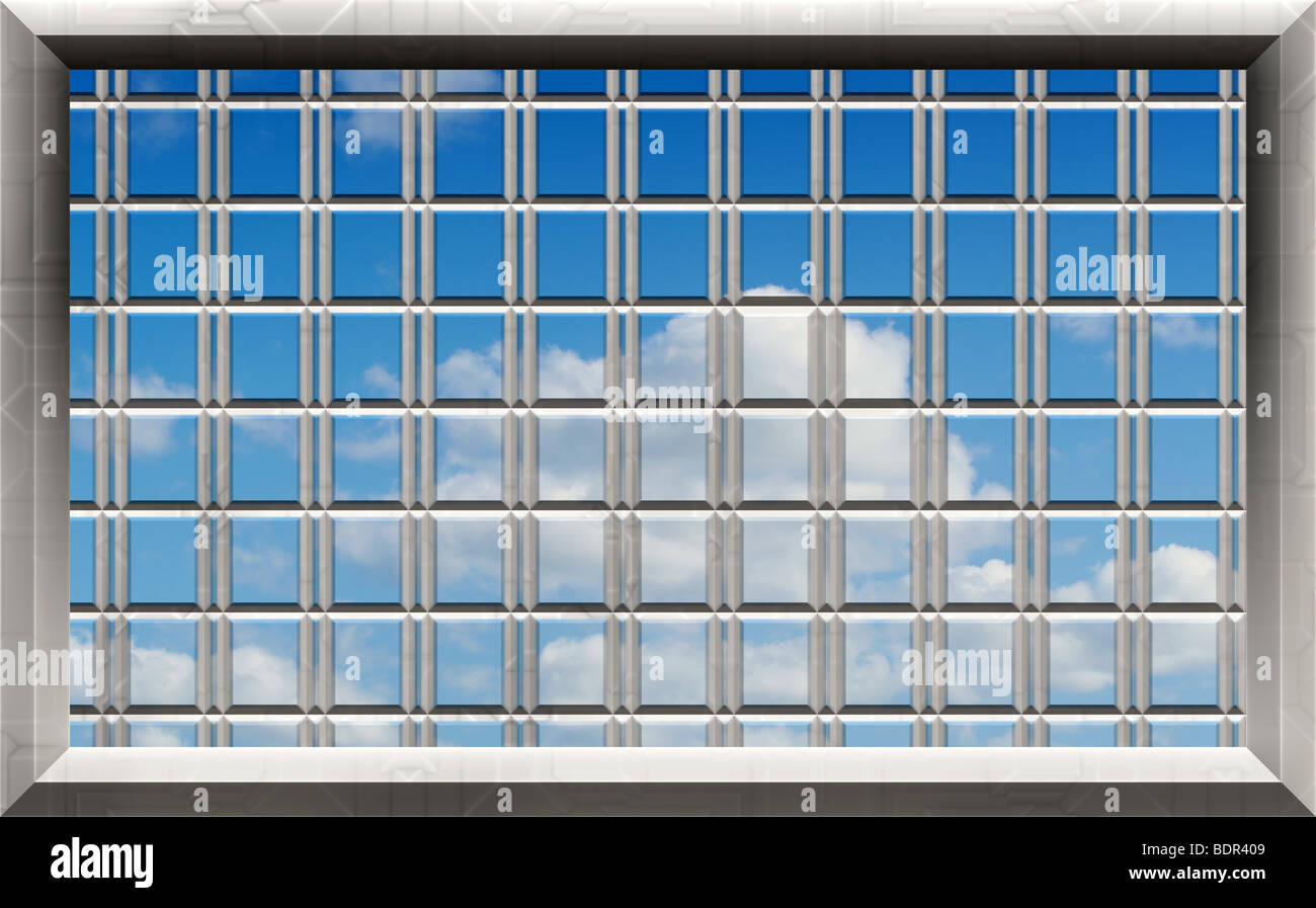 looking out the window at a blue sky Stock Photo - Alamy