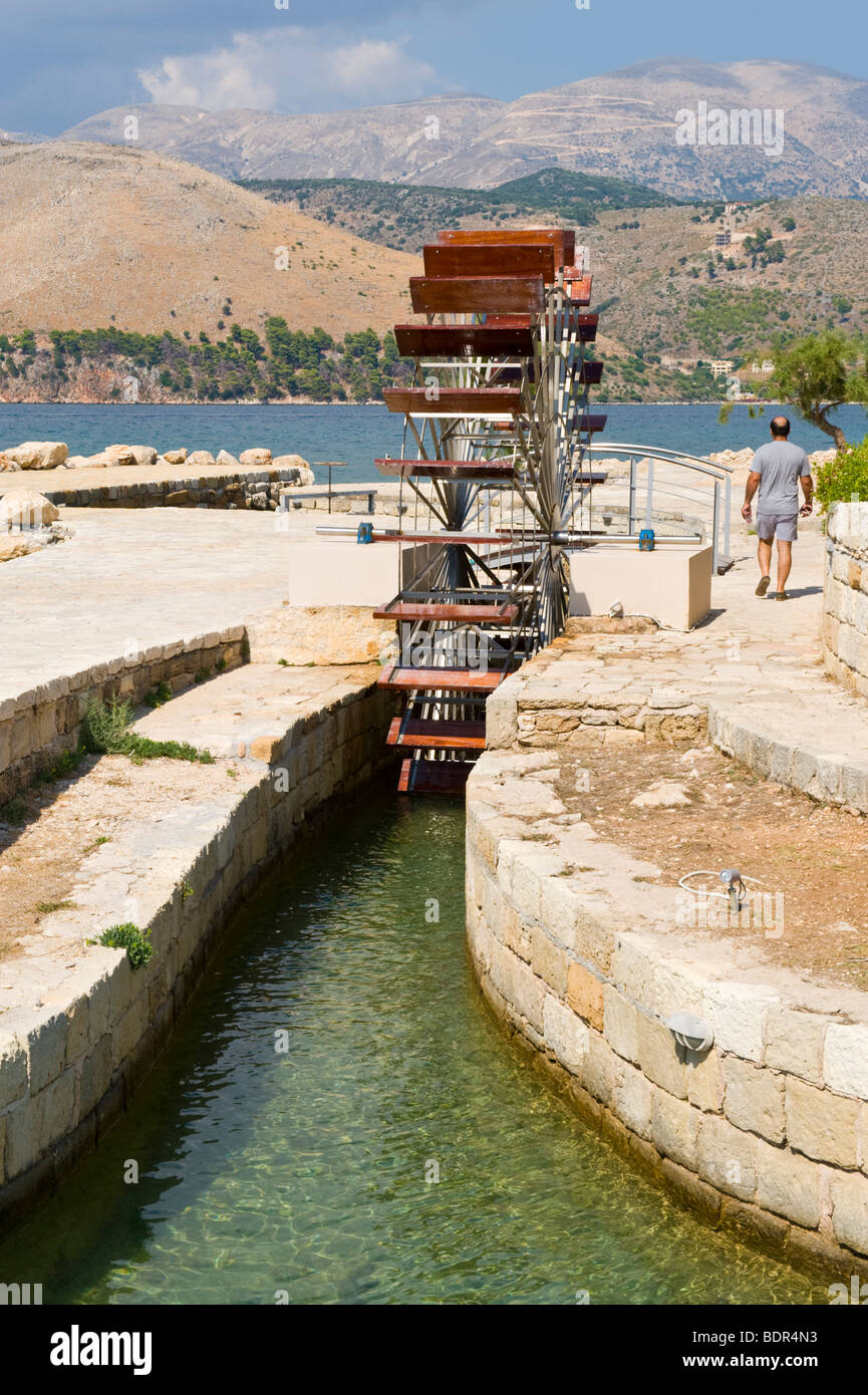 Katavothres waterwheel at Lassi on the Greek Mediterranean island of ...
