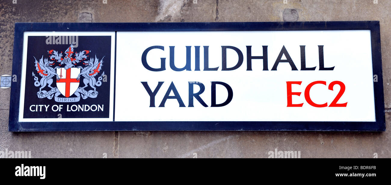 street sign for the Guildhall Yard in London England Stock Photo - Alamy