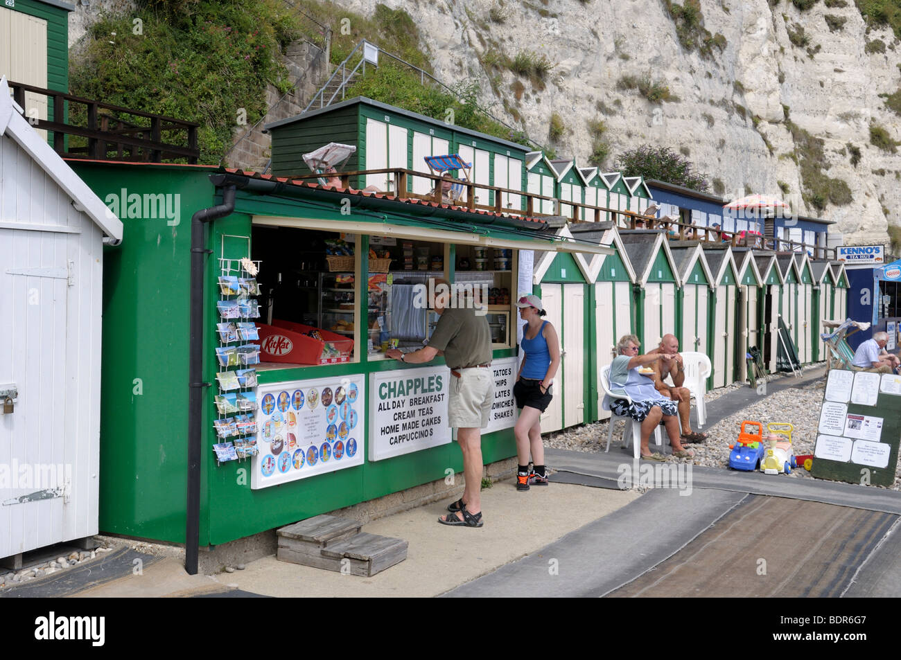 Chapples beach cafe on the Jurassic Coast at Beer Devon England Stock ...