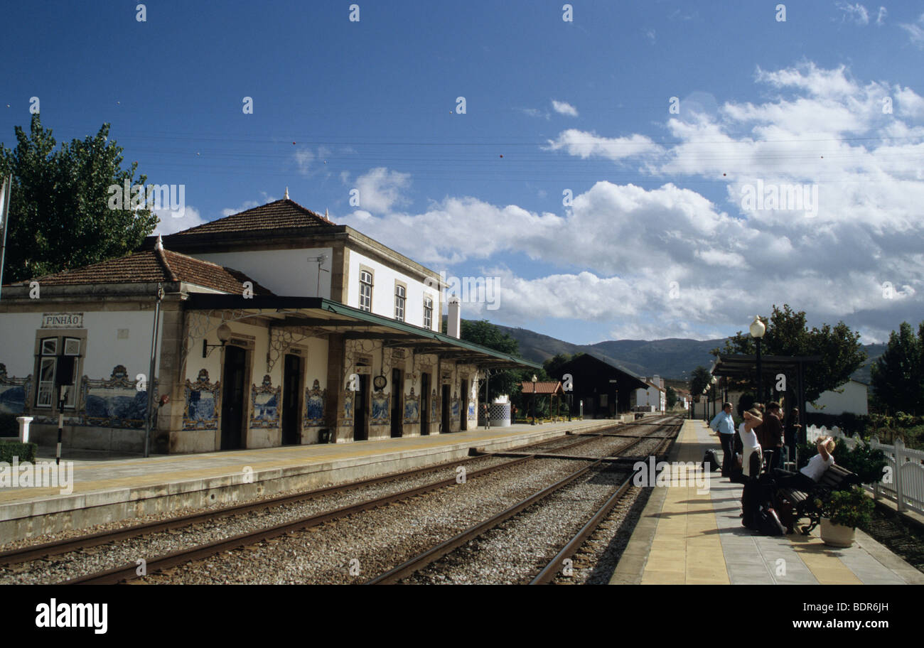 Railway station of Pinhao on the Douro valley Portugal Stock Photo - Alamy