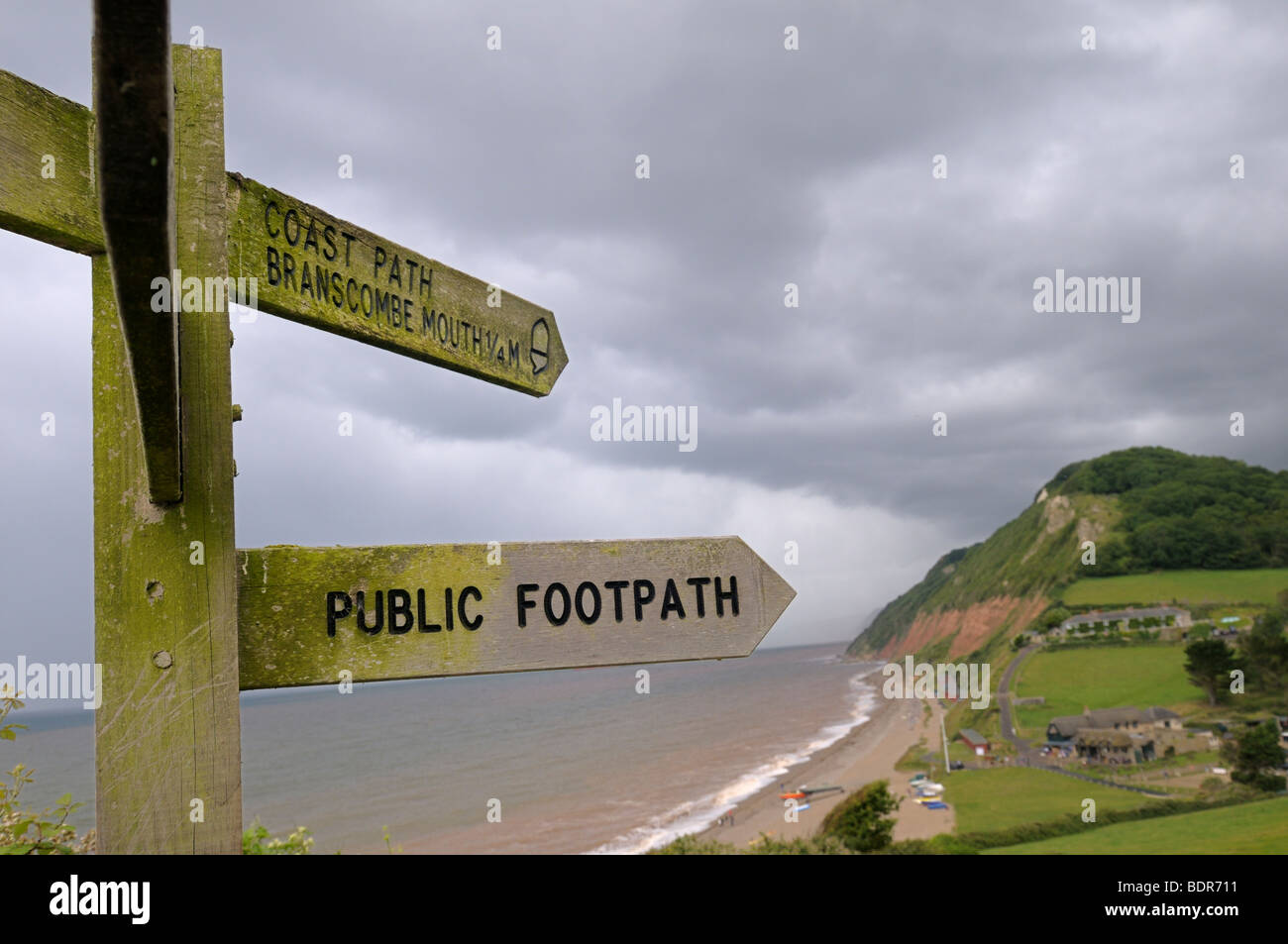 Coast path sign at Branscombe Devon England UK Stock Photo - Alamy