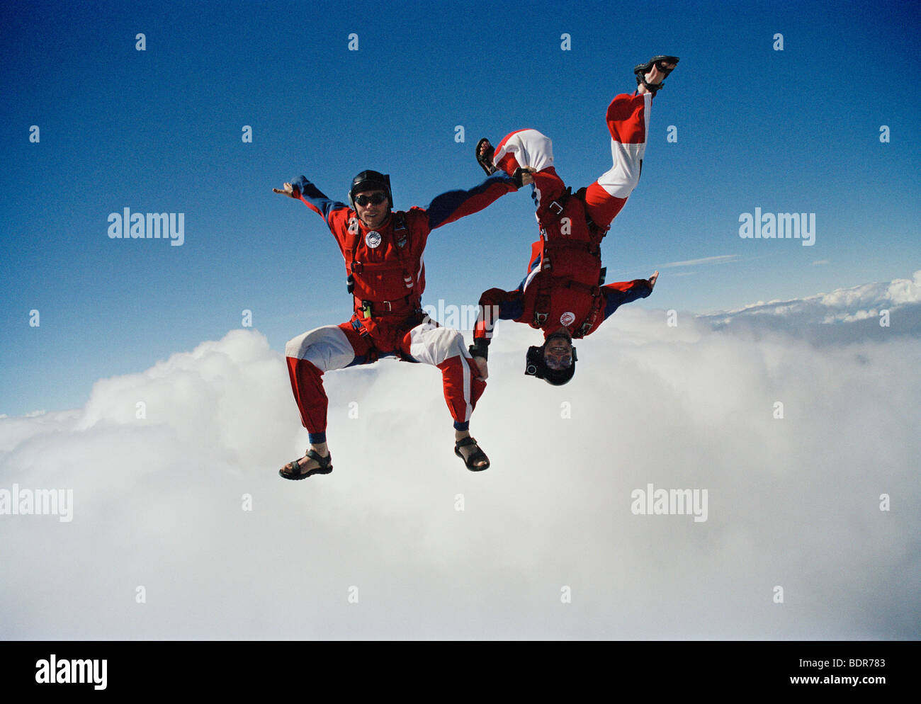Two parachute jumpers Sweden Stock Photo - Alamy