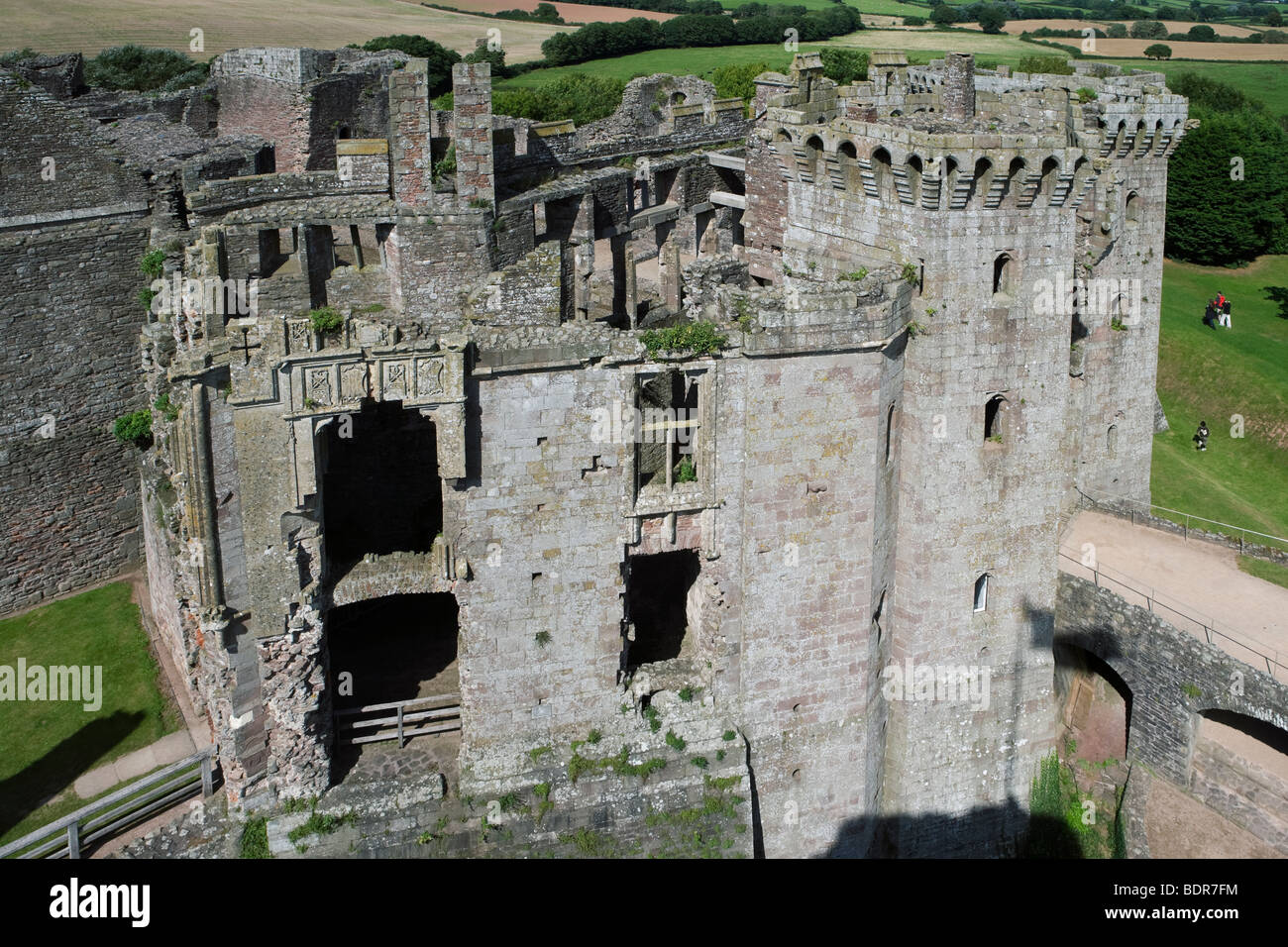 Raglan castle ruin tower Monmouthshire Wales Welsh Stock Photo - Alamy