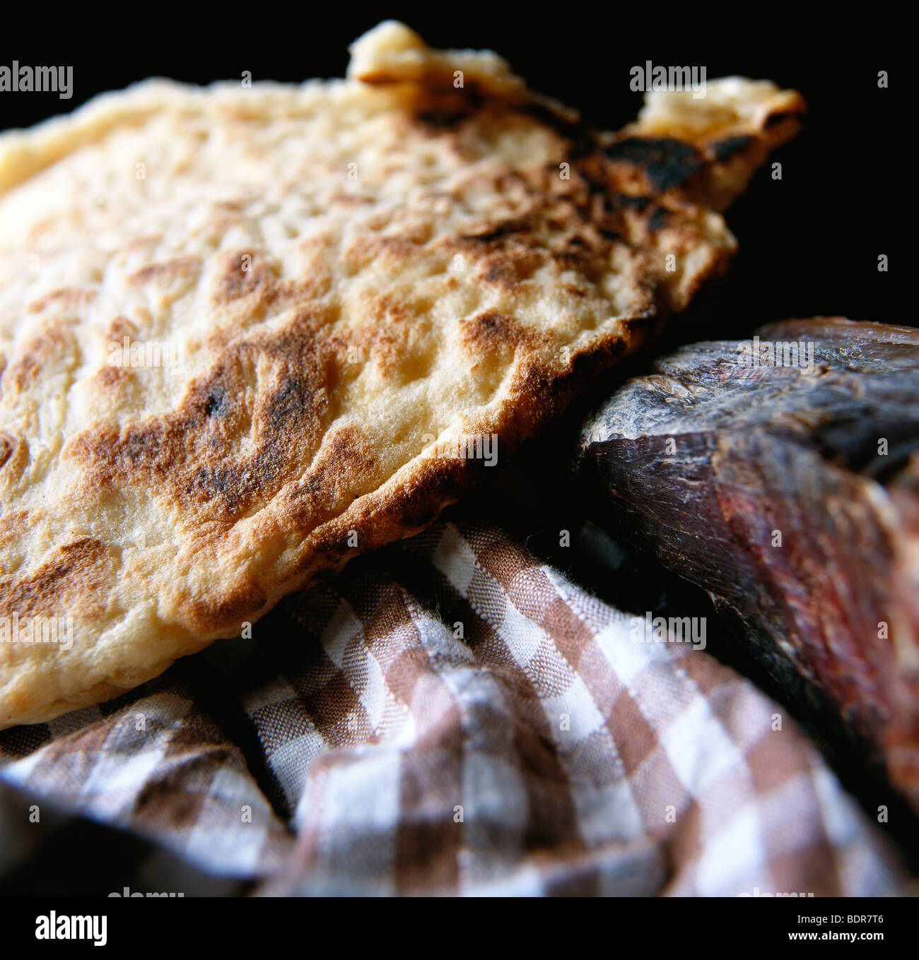 Lappish bread and smoke-dried reindeer meat, Lapland, Sweden Stock ...