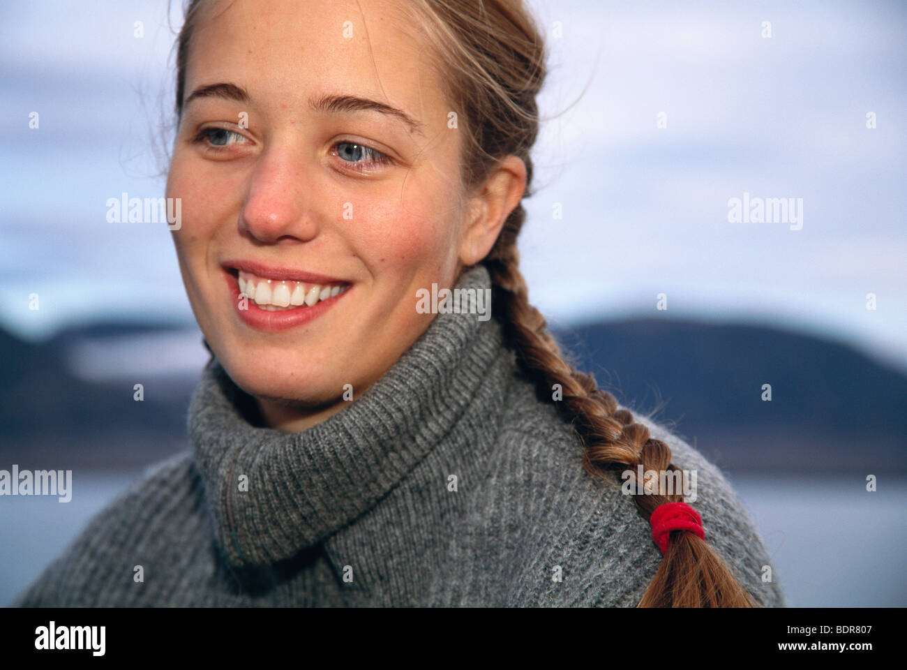 Portrait of a young woman, Svalbard, Norway Stock Photo - Alamy