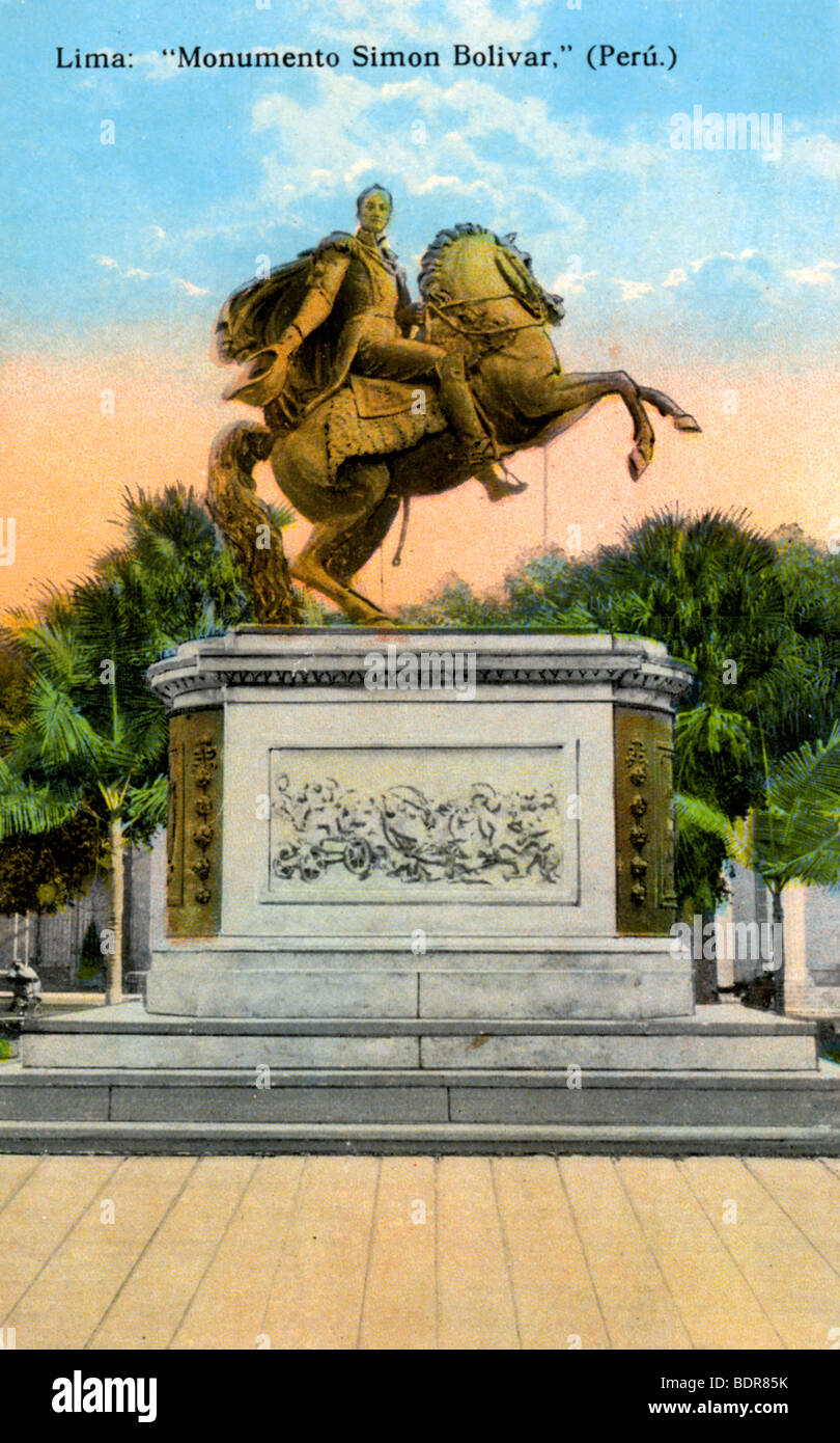 Simon Bolivar monument, Lima, Peru, early 20th century. Artist: Unknown ...