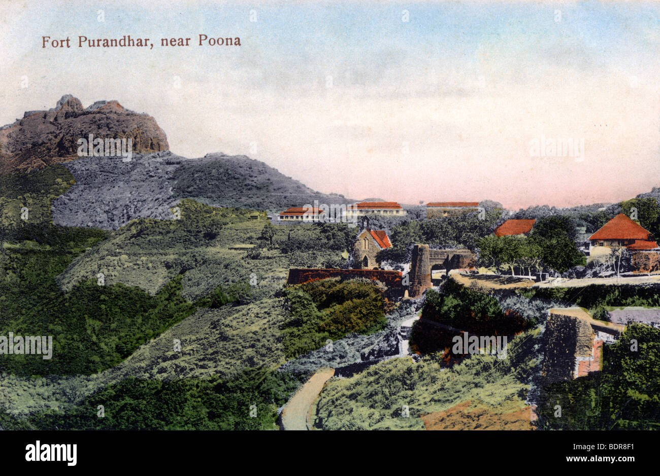 Fort Purandhar, near Pune (Poona), India, early 20th century. Artist ...