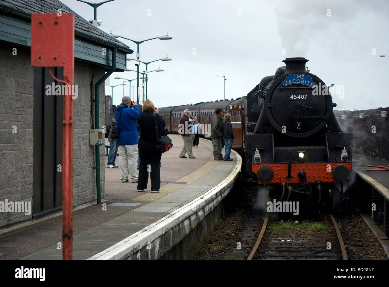 "The Jacobite" Fort William to Mallaig steam train at Mallaig Station ...